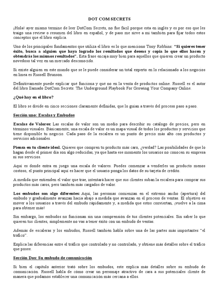 Dot Com Secrets | PDF | Libros | Cliente