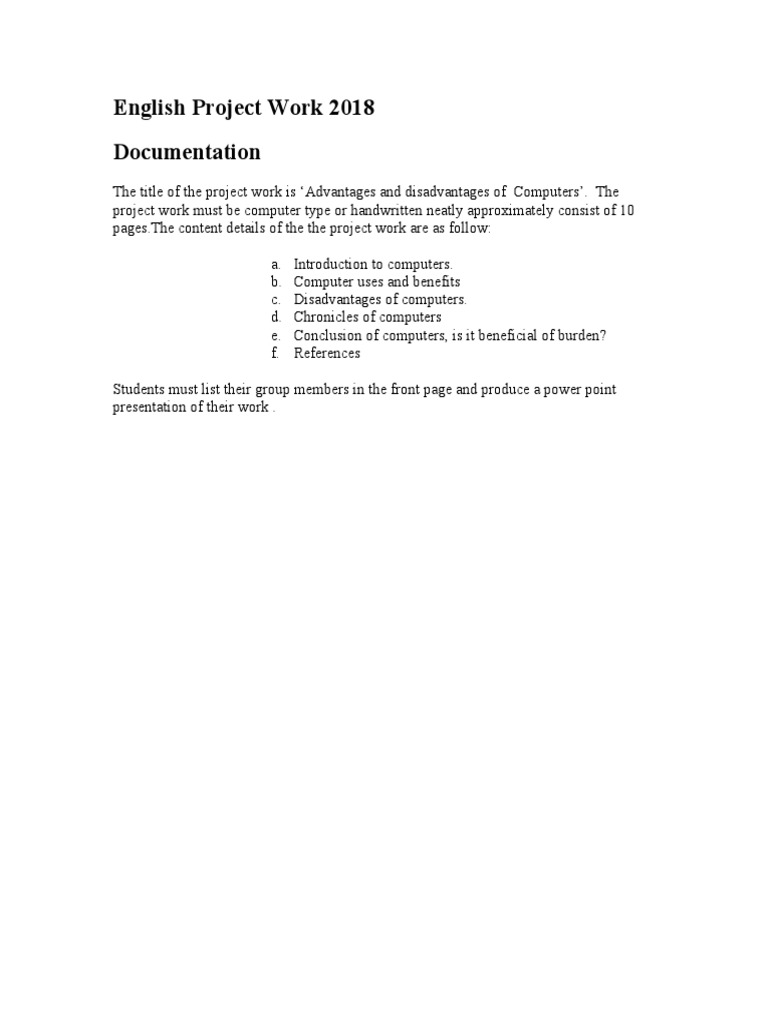 English Project Work | PDF