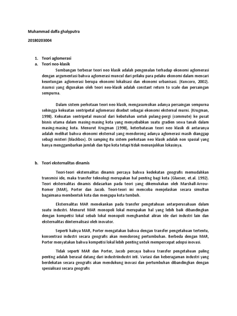 Teori Aglomerasi | PDF