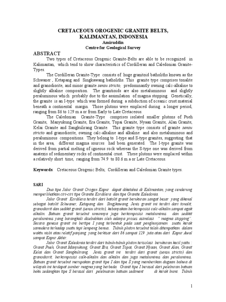 Cretaceous Granite Belts of Kalimantan | PDF | Granite | Igneous Rock