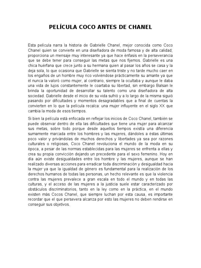 Película Coco Antes de Chanel | PDF