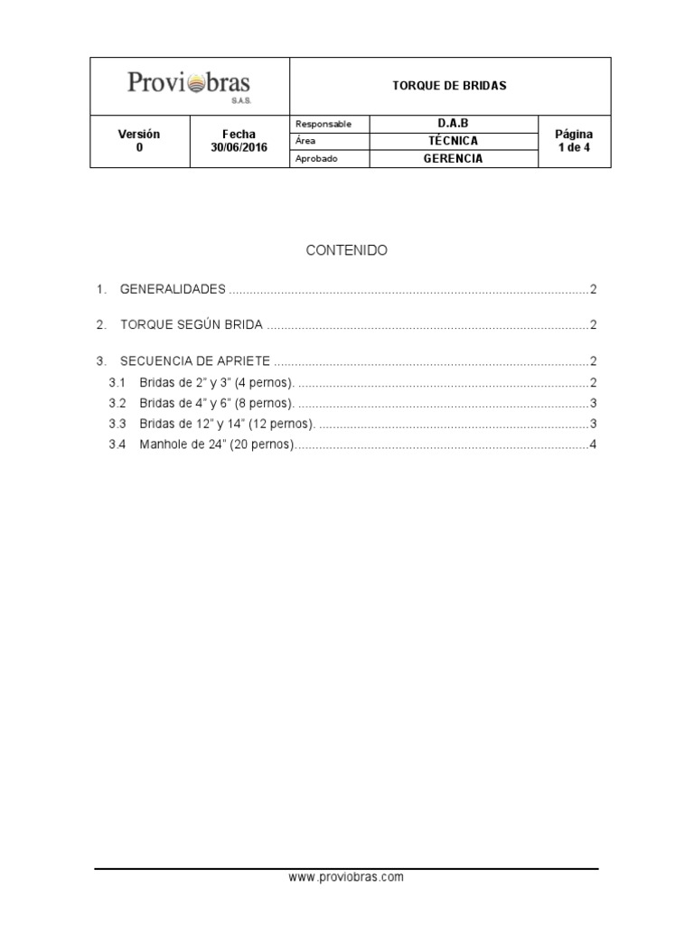 Secuencia y Torque de Bridas | PDF