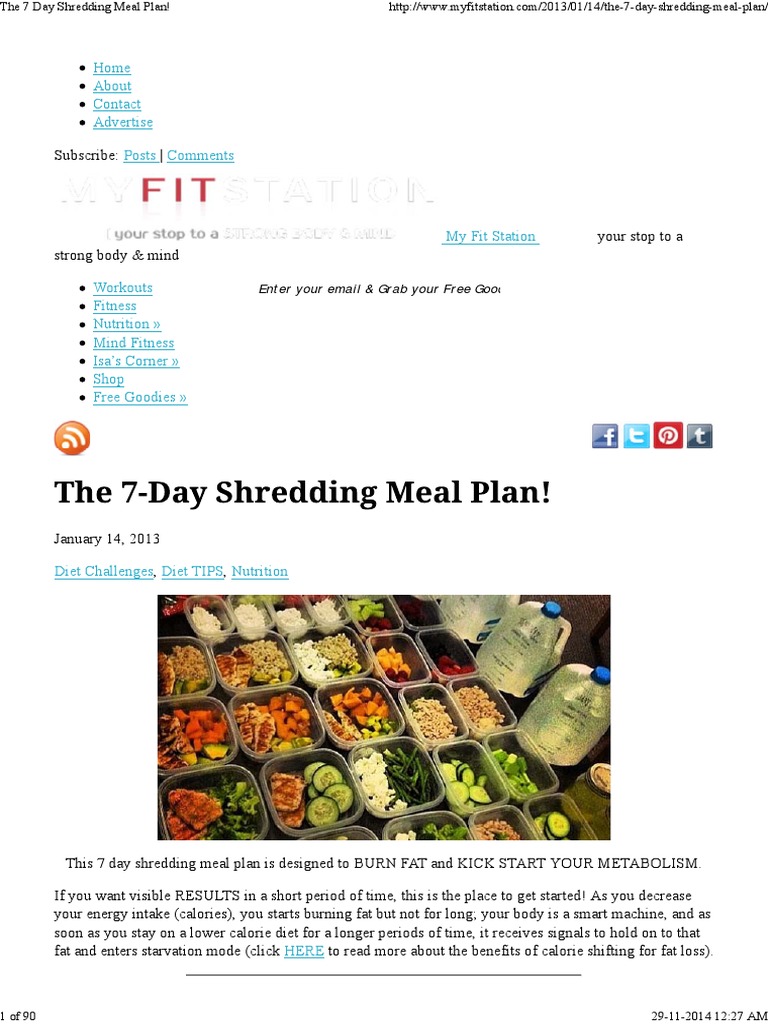 The 7 Day Shredding Meal Plan! | PDF | Dieting | Weight Loss