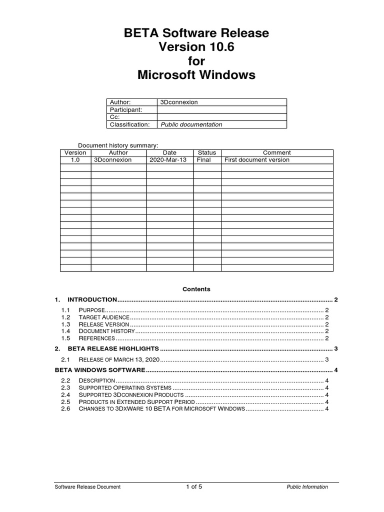 BETA Software Release For Microsoft Windows: Public Documentation | PDF ...