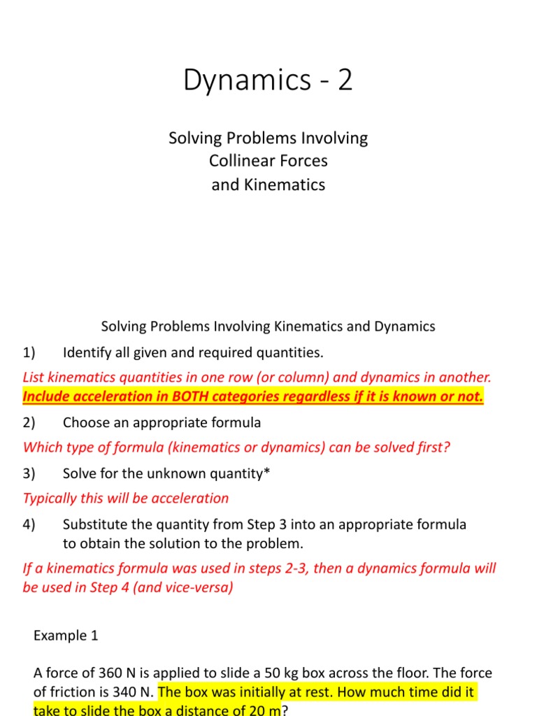 Dynamics 2 - Dynamics and Kinematics - Notes | PDF | Kinematics | Force