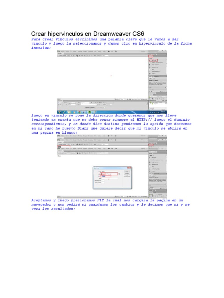 Crear Hipervinculos en Dreamweaver CS6 | PDF | Adobe Dreamweaver | Ventana (informática)