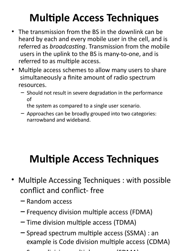 Multiple Access Techniques | PDF | Channel Access Method | Radio Technology