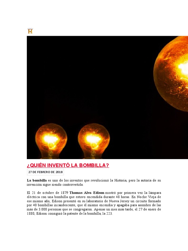¿Quién Inventó La Bombilla?: La Bombilla Es Uno de Los Inventos Que ...