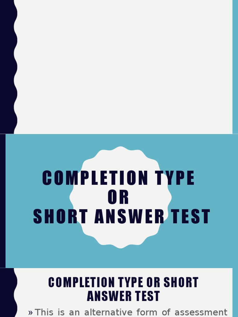 Completion Type or Short Answer Test Revised | PDF | Question ...