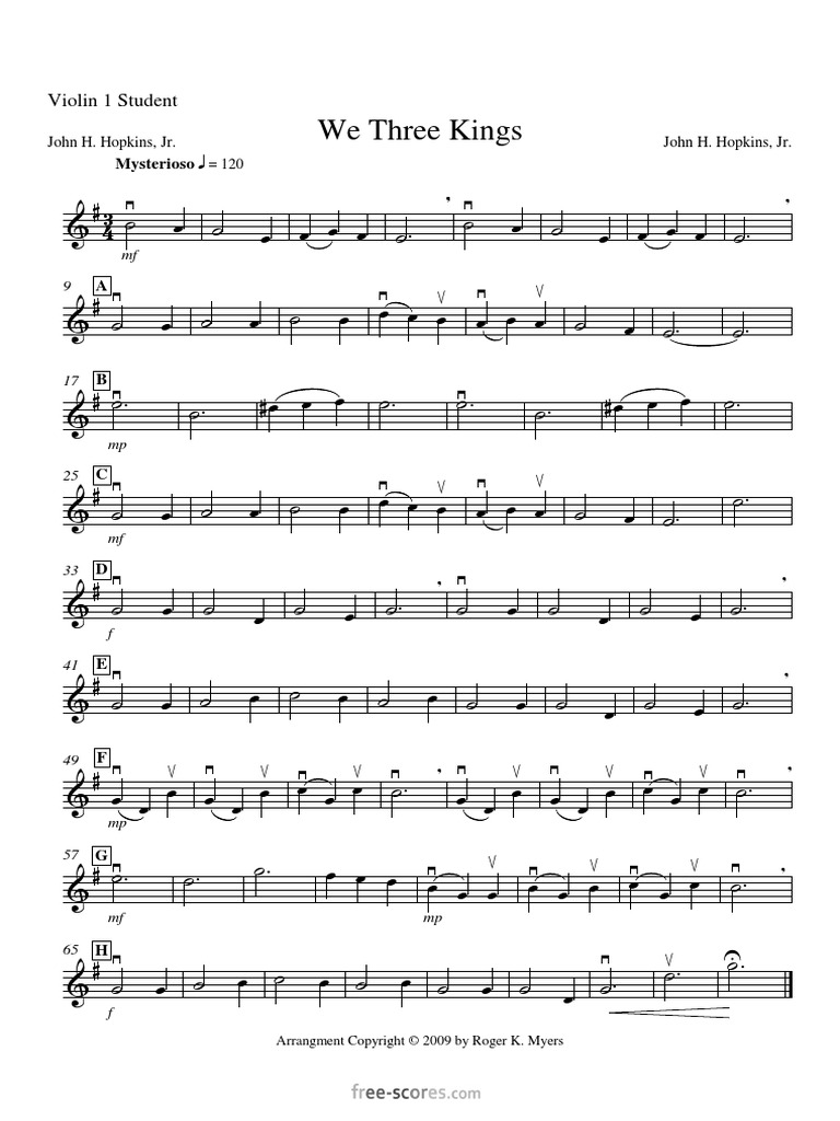 We Three Kings: Violin 1 Student | PDF
