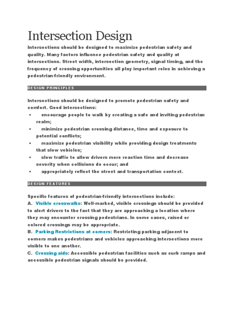 Intersection Design | PDF | Pedestrian Crossing | Traffic