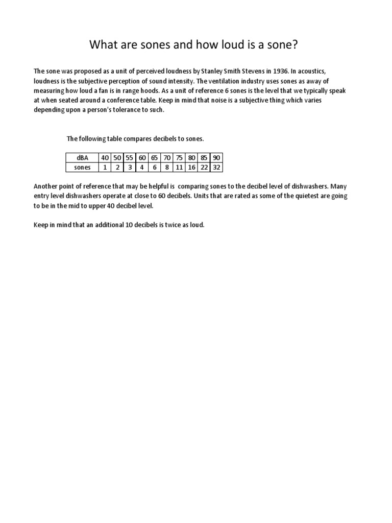 What Are Sones and How Loud Is A Sone? | PDF