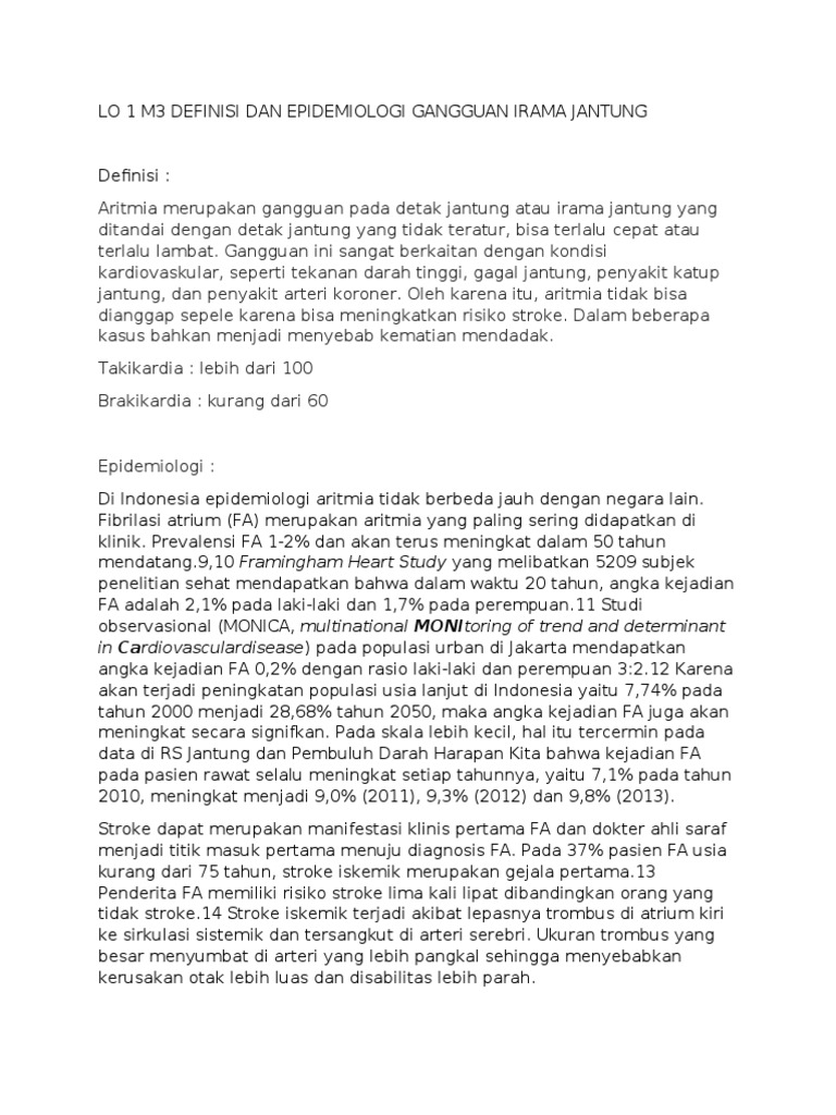 Lo 1 M3 Definisi Dan Epidemiologi Gangguan Irama Jantung | PDF