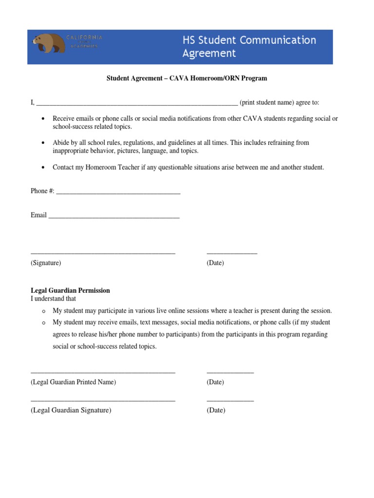Communication Agreement Cava School-Wide | PDF