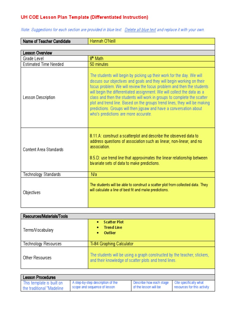 Lesson Plan SCP TL | PDF | Differentiated Instruction | Lesson Plan