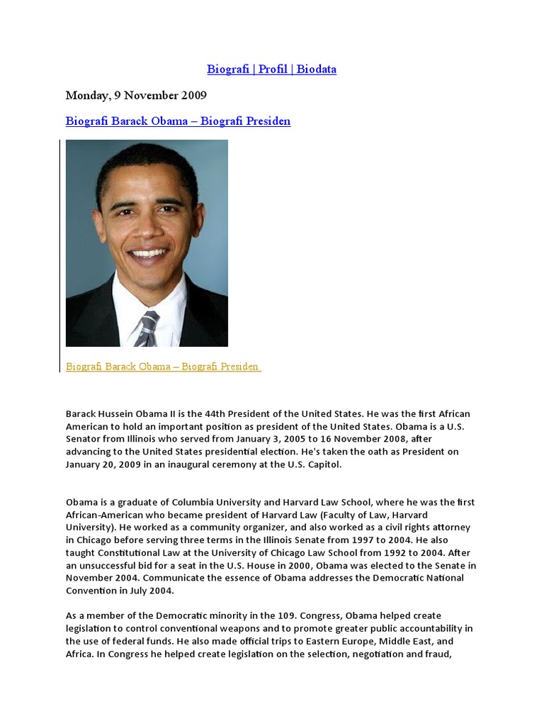 Biografi | PDF | Barack Obama | The United States
