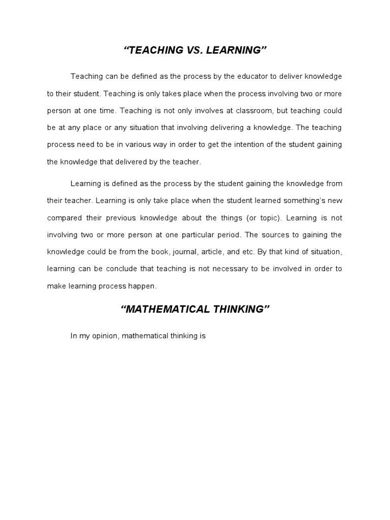 Teaching VS Learning | PDF
