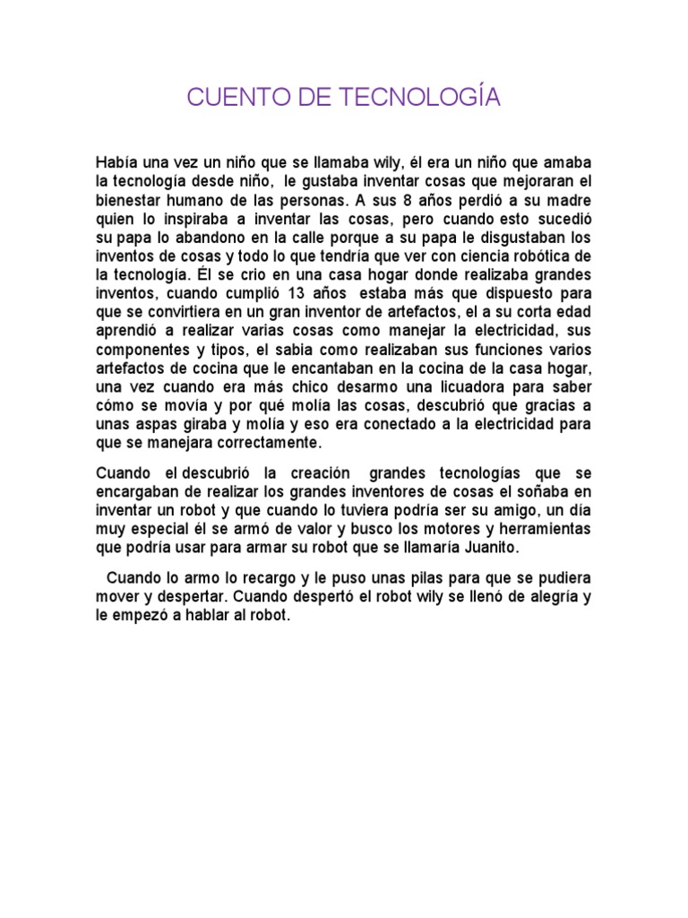 Cuento Tecnologia. | PDF