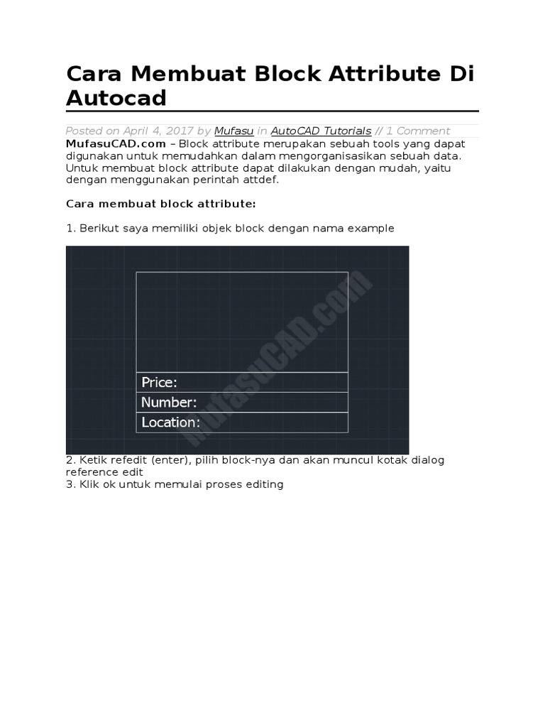Cara Membuat Block Attribute Di Autocad | PDF