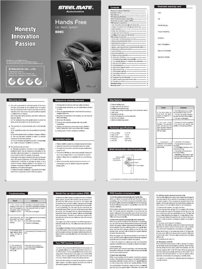 Steel Mate 838E | PDF