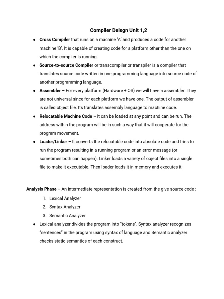 Unit 1,2 PDF | PDF | Parsing | Compiler