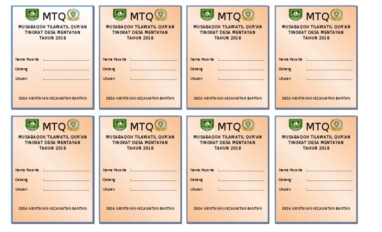 Kokarde Peserta MTQ Ke Iv | PDF