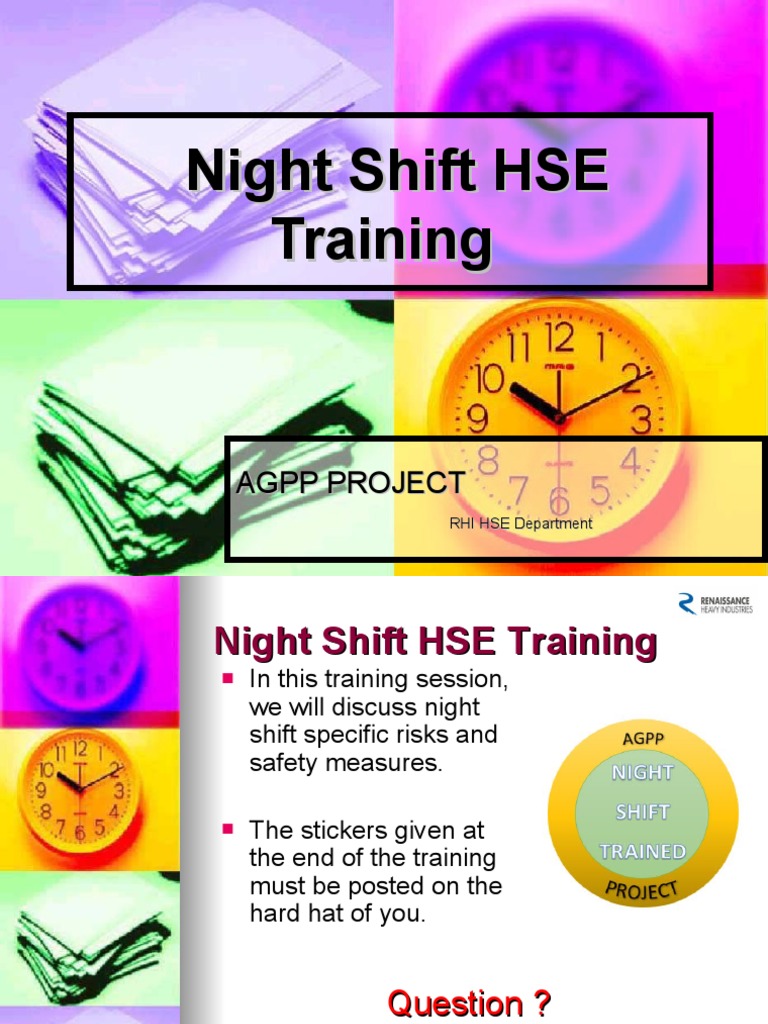 Night Shift Safety Training Overview | PDF | Shift Work | Lighting