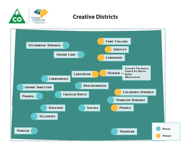 A Map of Creative Districts Across Colorado Highlighting Areas of Art ...
