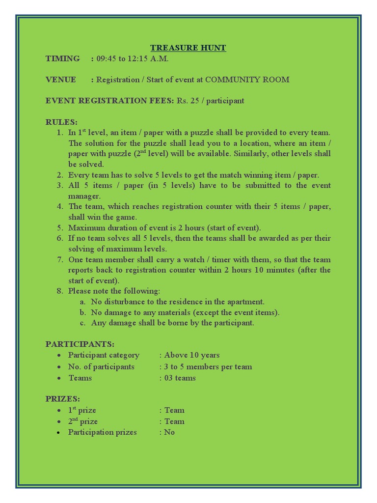 Event - Treasure Hunt | PDF