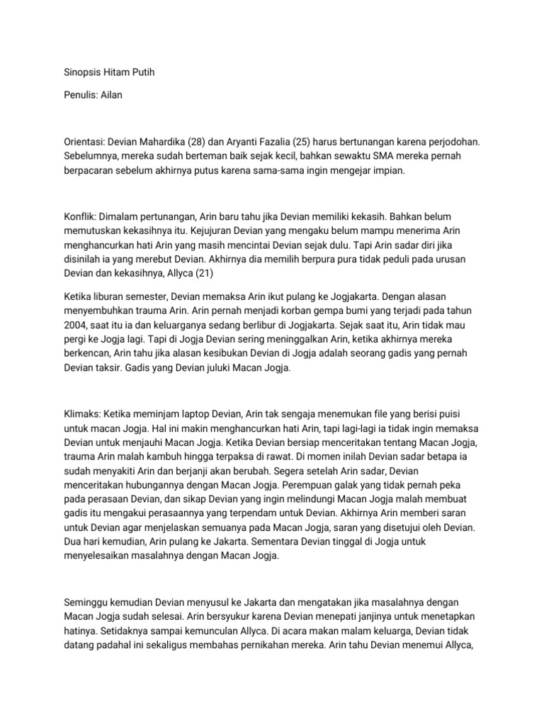 Sinopsis Novel Hitam Putih | PDF