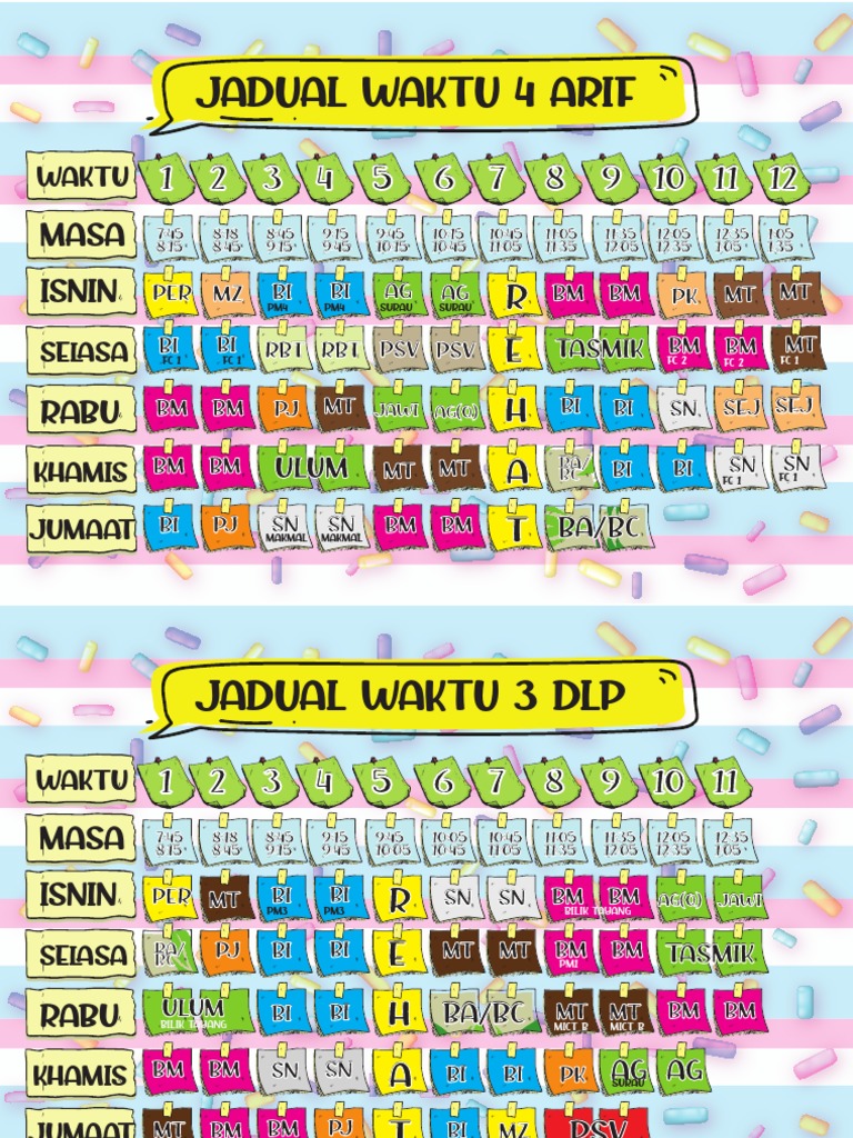 Jadual Waktu 4 Arif: Masa Isnin | PDF