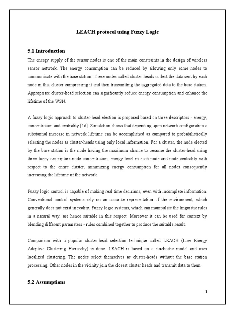 LEACH Protocol Using Fuzzy Logic | PDF | Wireless Sensor Network | Fuzzy Logic