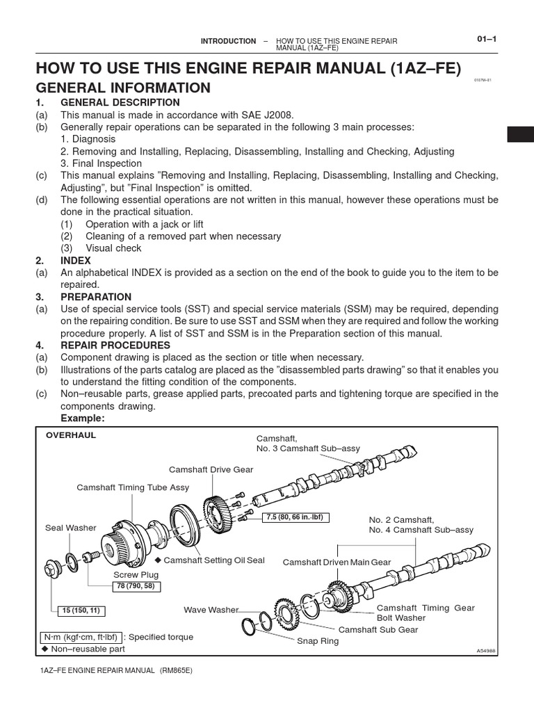 How To Use This Engine Repair Manual (1Az-Fe) : General Information ...