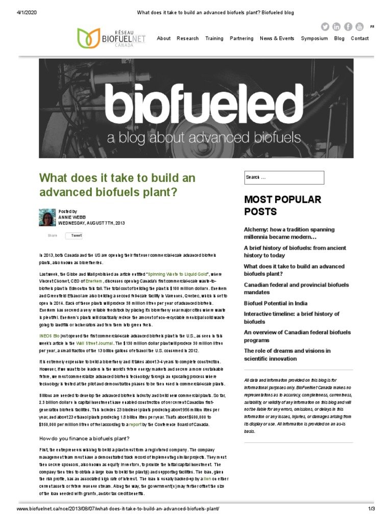 What Does It Take To Build An Advanced Biofuels Plant - Biofueled Blog ...