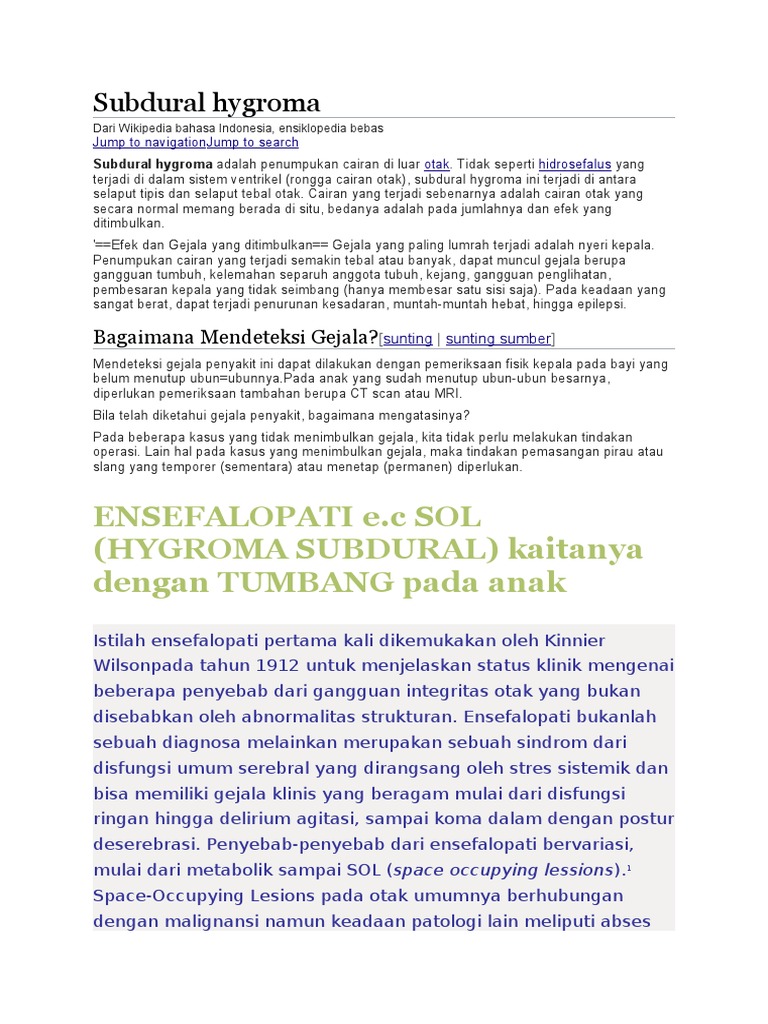 Penjelasan Subdural Hygroma | PDF