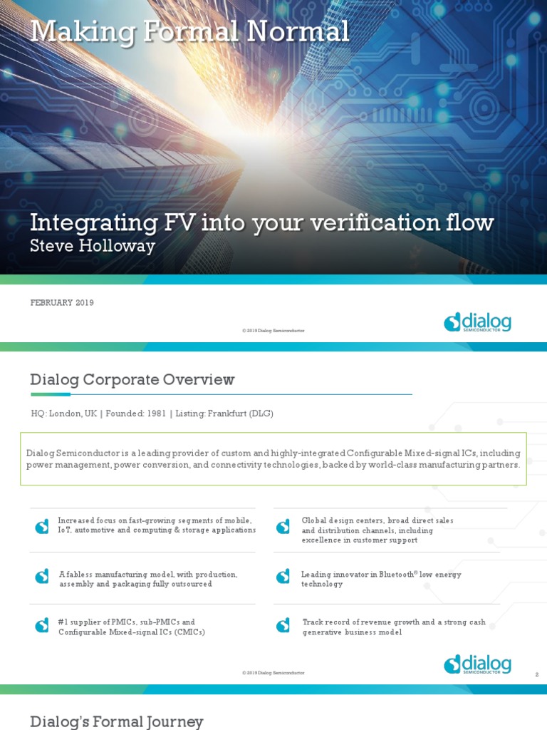Integrating FV Into Your Verification Flow: Steve Holloway | PDF | Formal Verification | Outsourcing