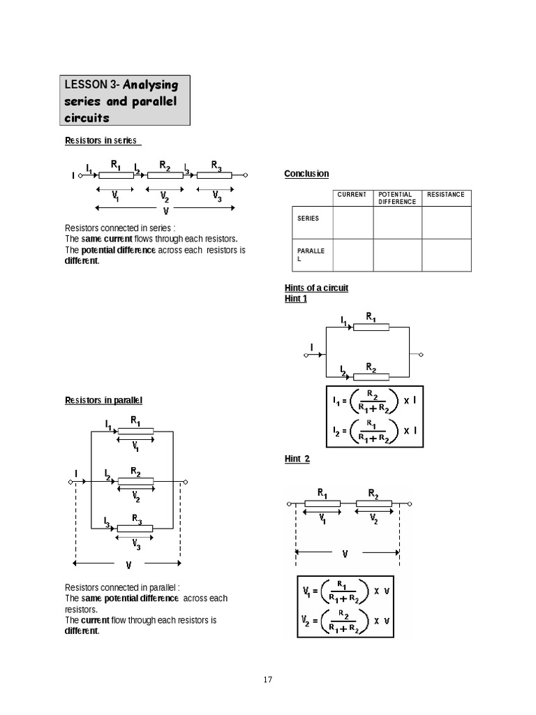 Lesson 3-Analysing Series and Parallel Circuits | PDF | Series And ...