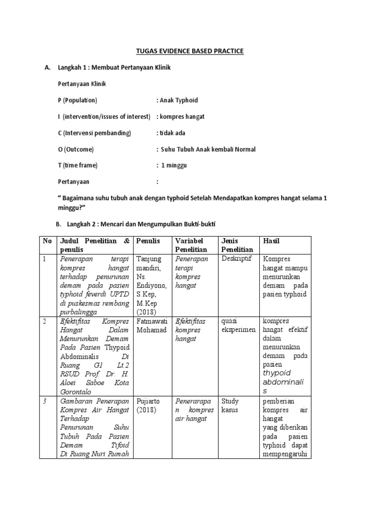 Contoh Tugas Evidence Based Practice | PDF