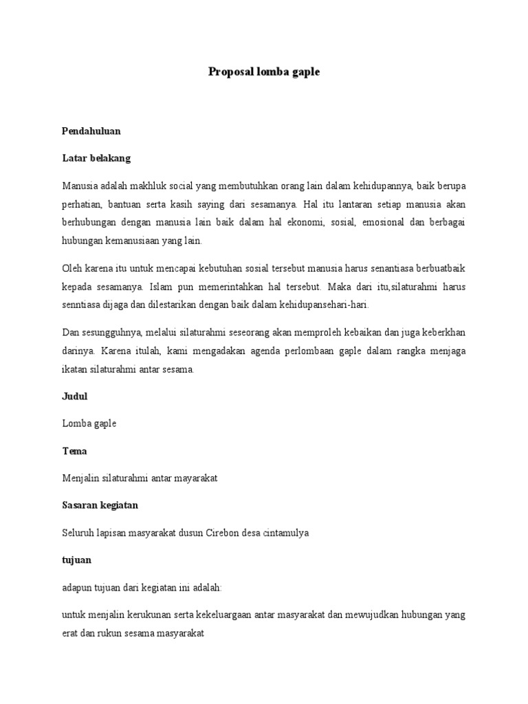 Proposal Lomba Gaple | PDF