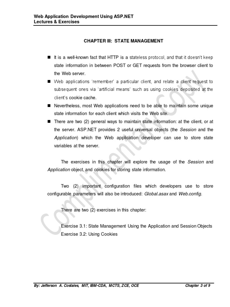 Lectures & Exercises: Application) Which The Web Application Developer Can Use To Store State ...