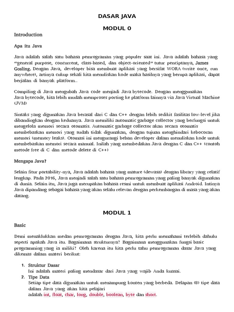 Dasar Java PDF | PDF