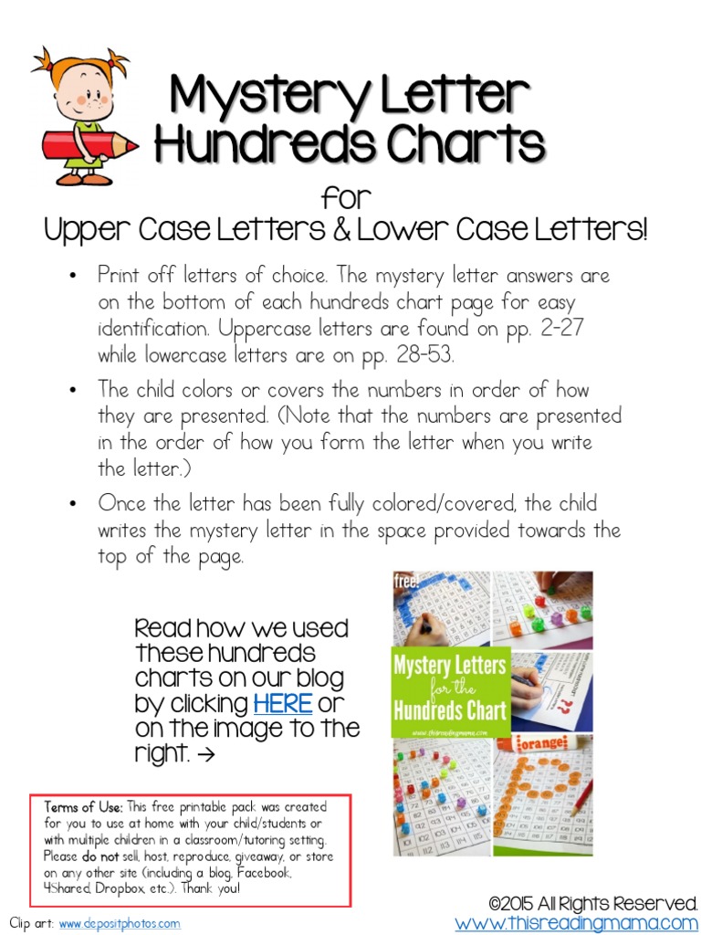 Mystery Letter Hundreds Charts: For Upper Case Letters & Lower Case ...