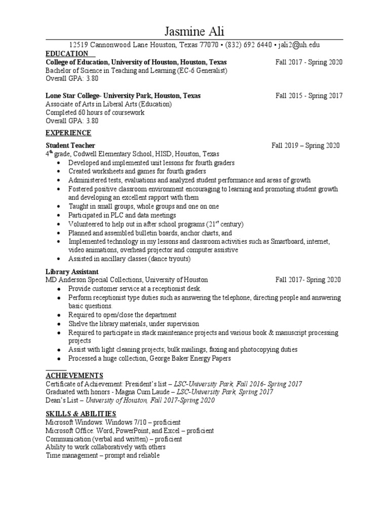 Jasmine Alis Resume 2020 | PDF | Learning | Behavior Modification