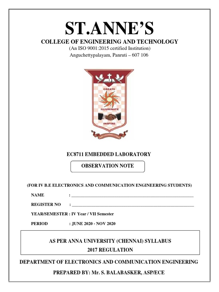 EC8711 Embedded Laboratory Manual | PDF | Flash Memory | Embedded System