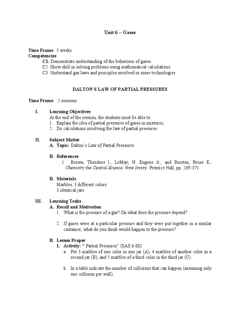 Dalton's Law of Partial Pressures | PDF | Gases | Atmosphere Of Earth