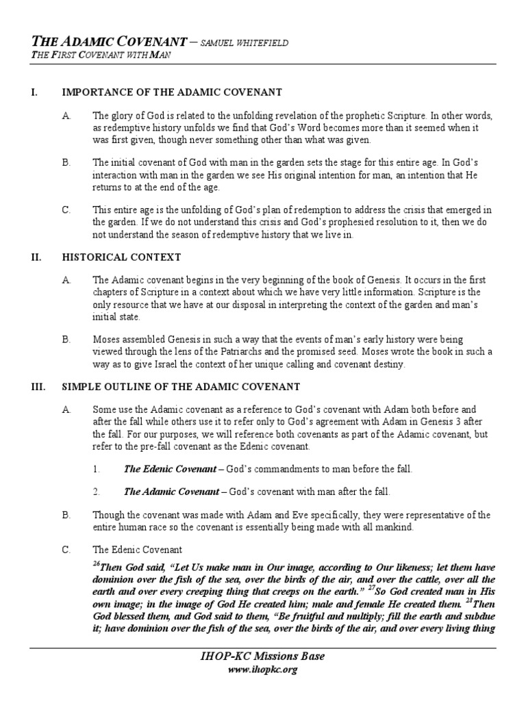 HE Damic Ovenant: I. Importance of The Adamic Covenant | PDF | Adam ...