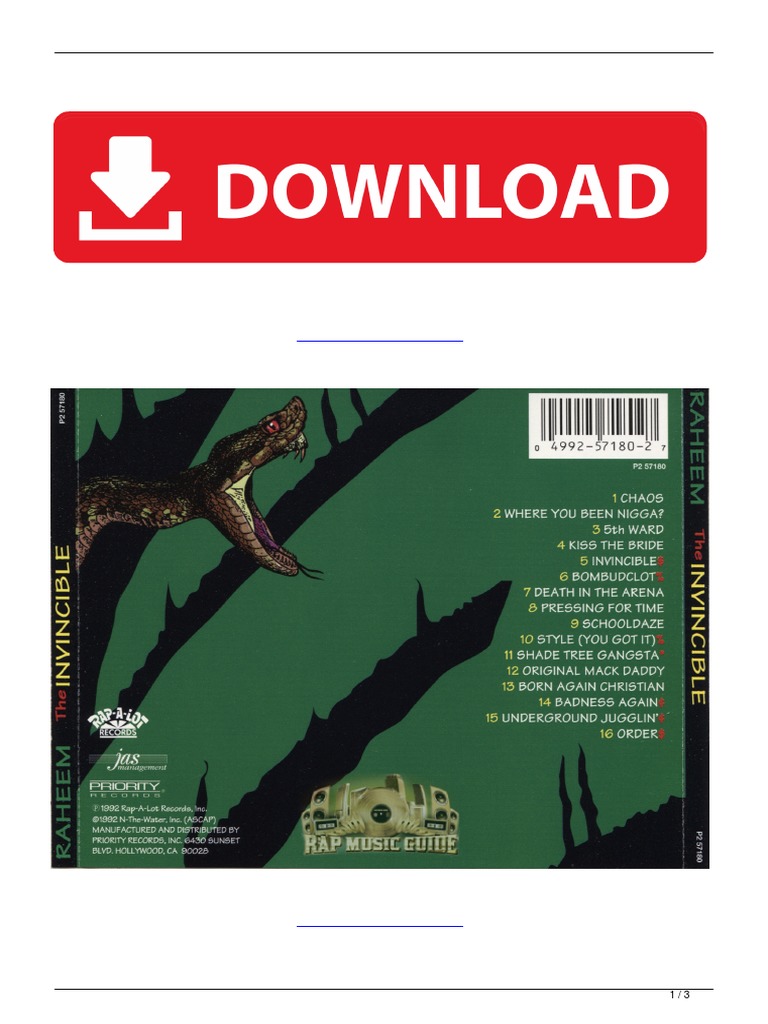 Raheem The Invincible1992 PDF | PDF | Hip Hop Music | Albums