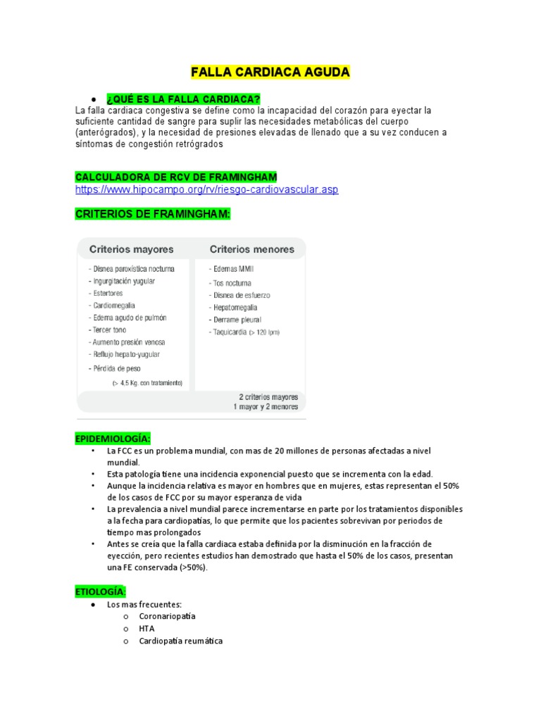 Falla Cardiaca Aguda | PDF | Insuficiencia cardíaca | Vena