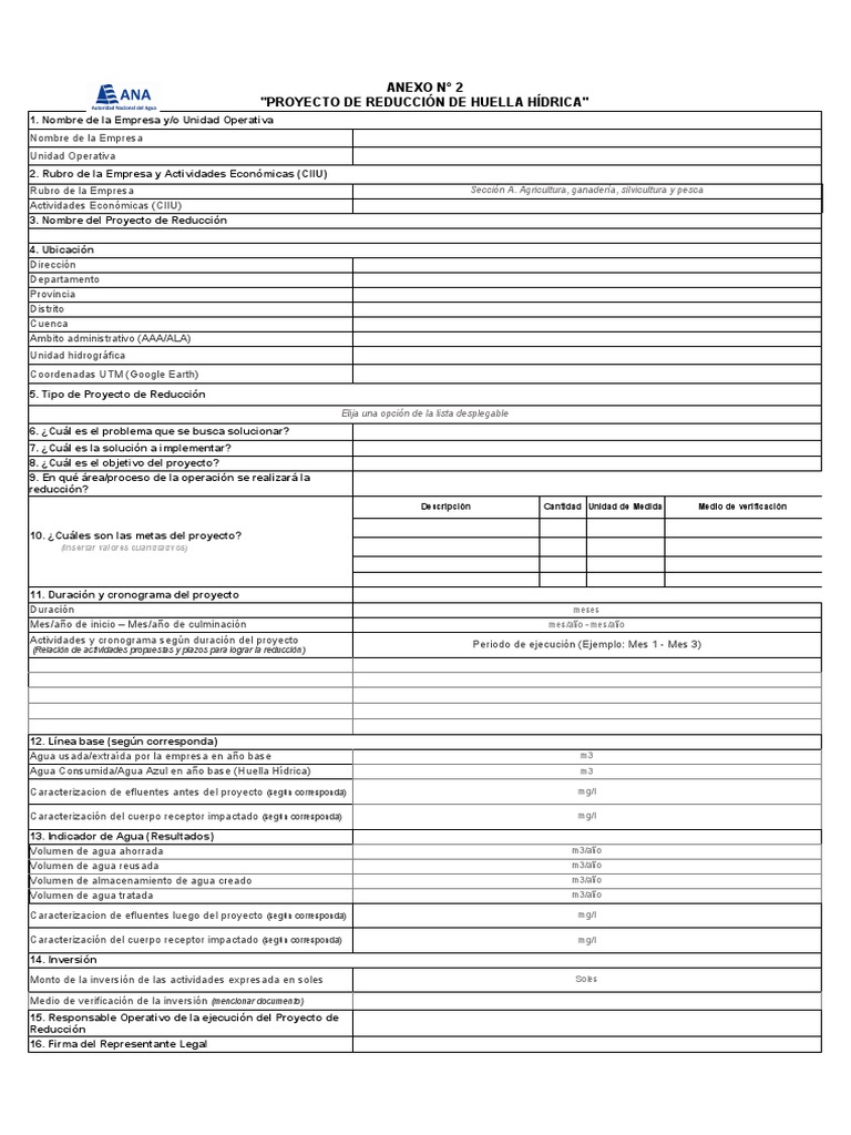 Anexo 2. Proyecto de Reducción 023 2020 | PDF | Agua | Economias