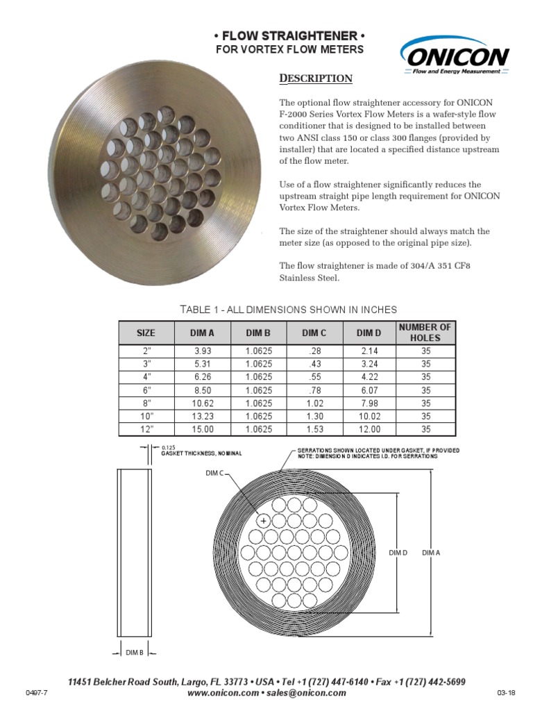 Flow Straightener - : For Vortex Flow Meters | PDF | Pipe (Fluid ...